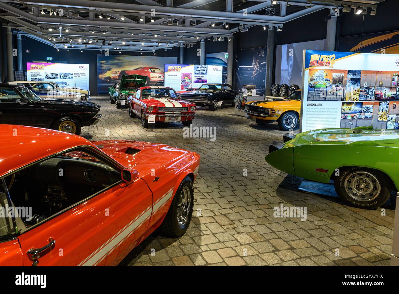 Einbeck, Germany. 14th Dec, 2024. American muscle cars are on display ...