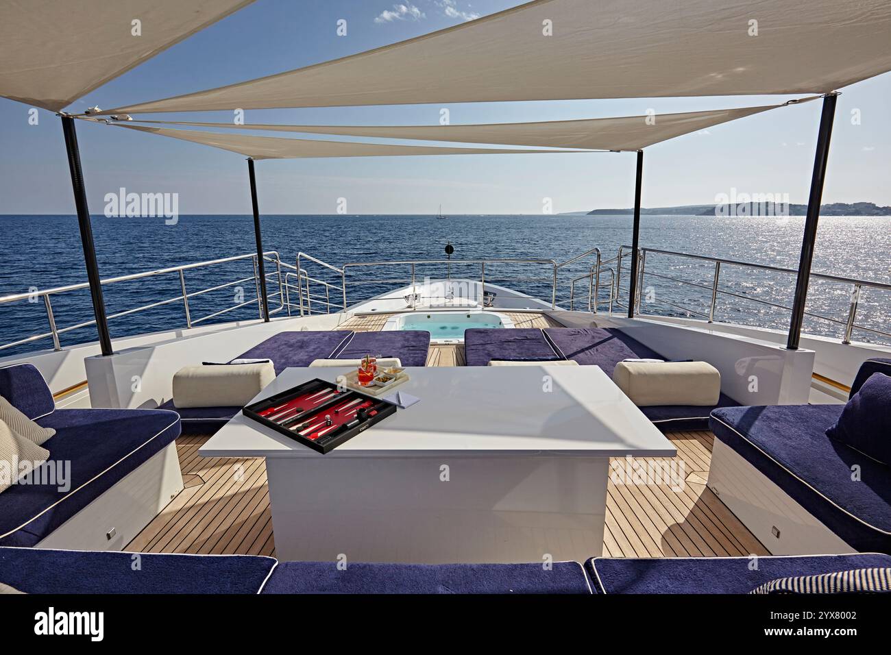 Luxury Yacht Deck Overlooking Ocean with Elegant Leisure Area and Sea ...