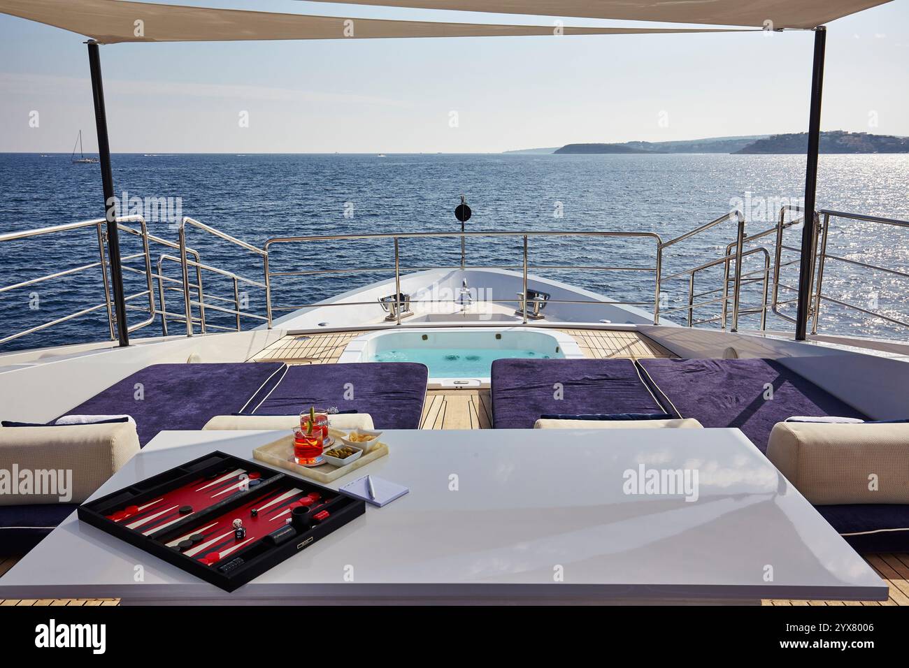 Luxury Yacht Deck Overlooking Ocean with Elegant Leisure Area and Sea ...
