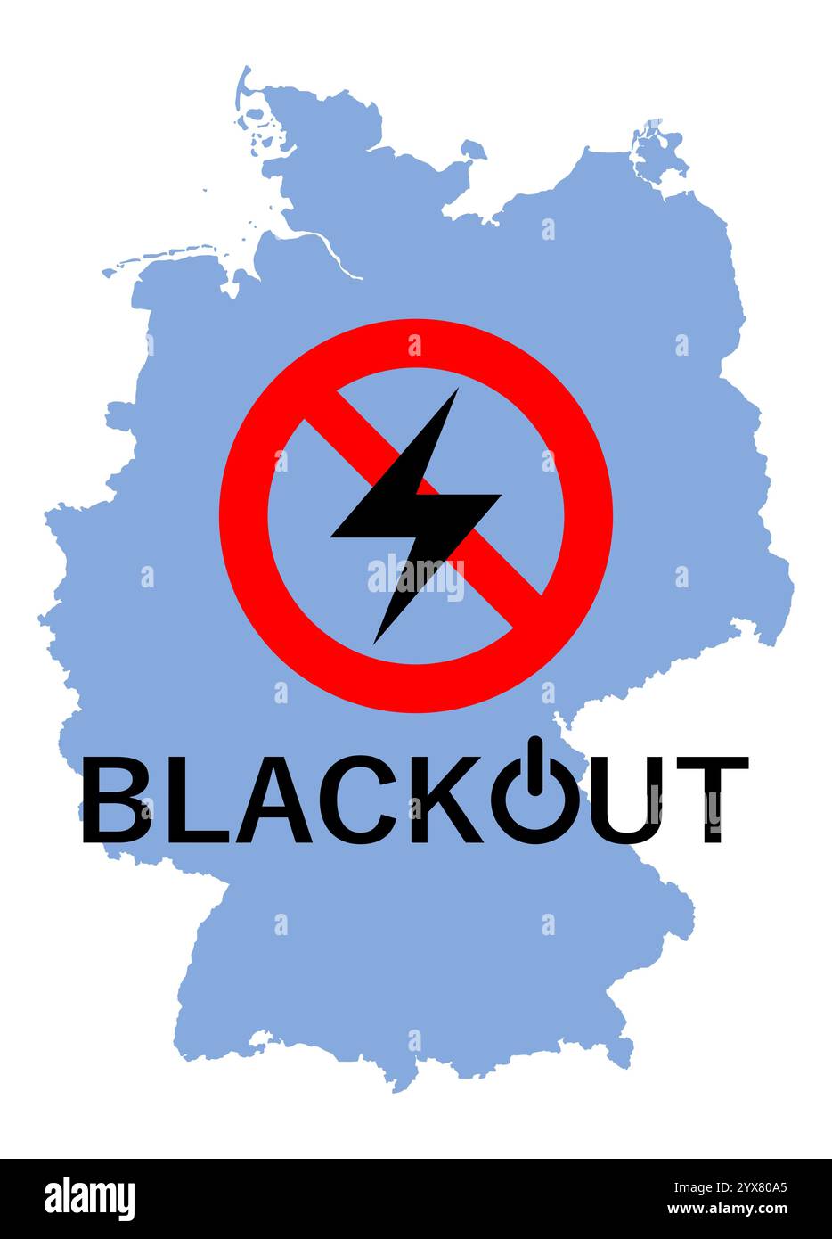 Vector illustration, blackout threat for electricity in Germany, crisis ...