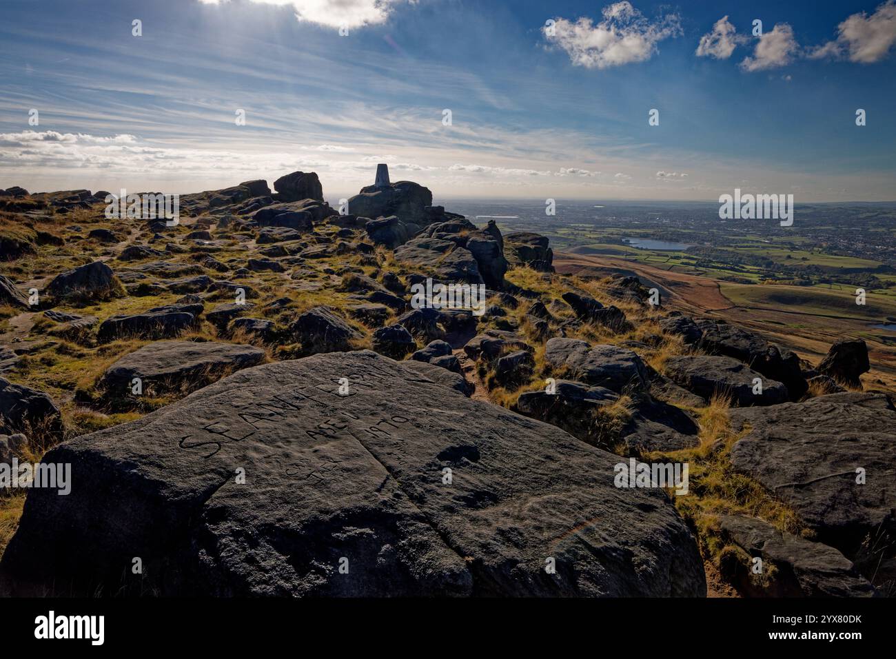 Gritstone rocks at Blackstone Edge, Rochdale, England Stock Photo - Alamy