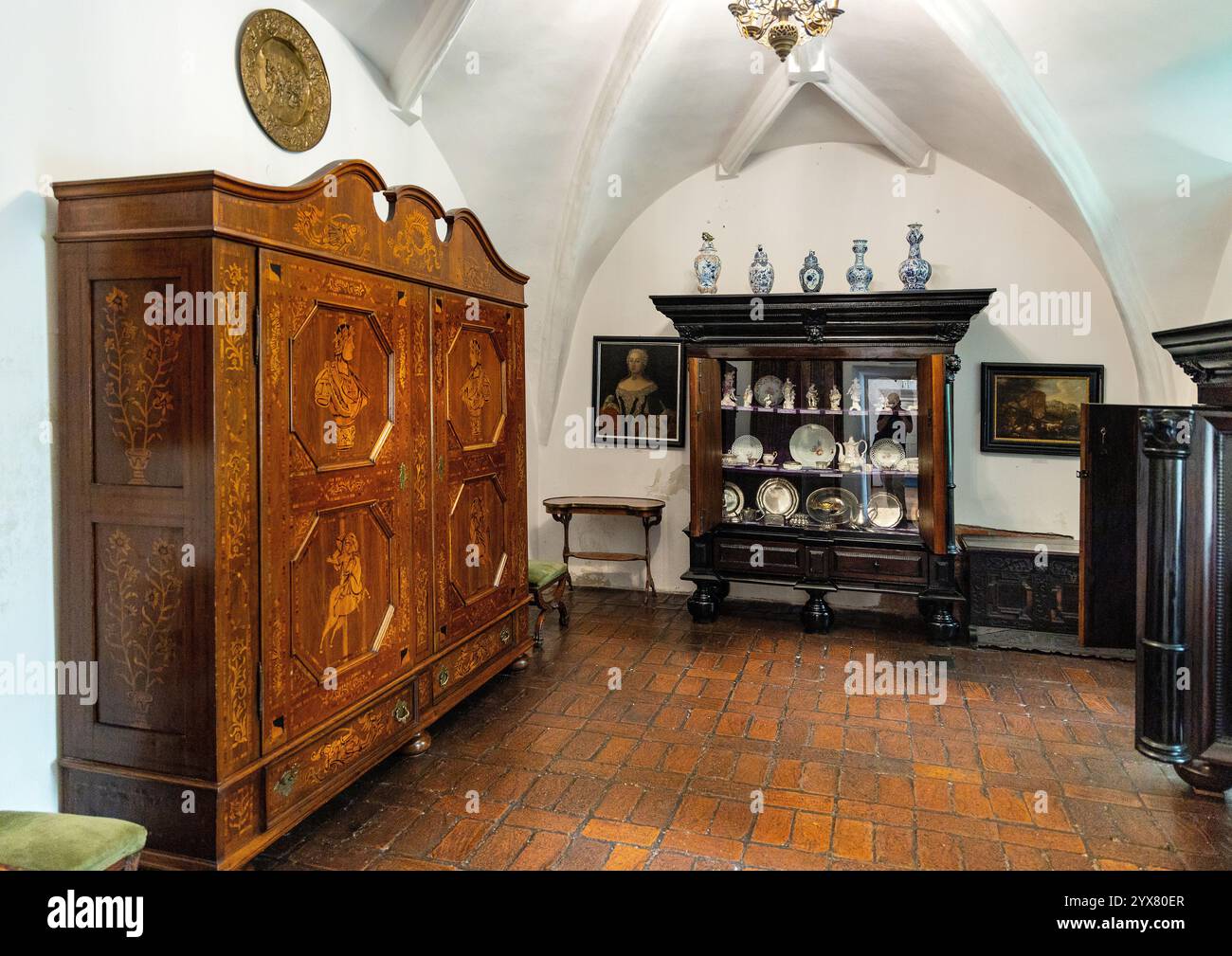 Oporow, Poland - August 17, 2024: Treasury chamber interior of medieval ...
