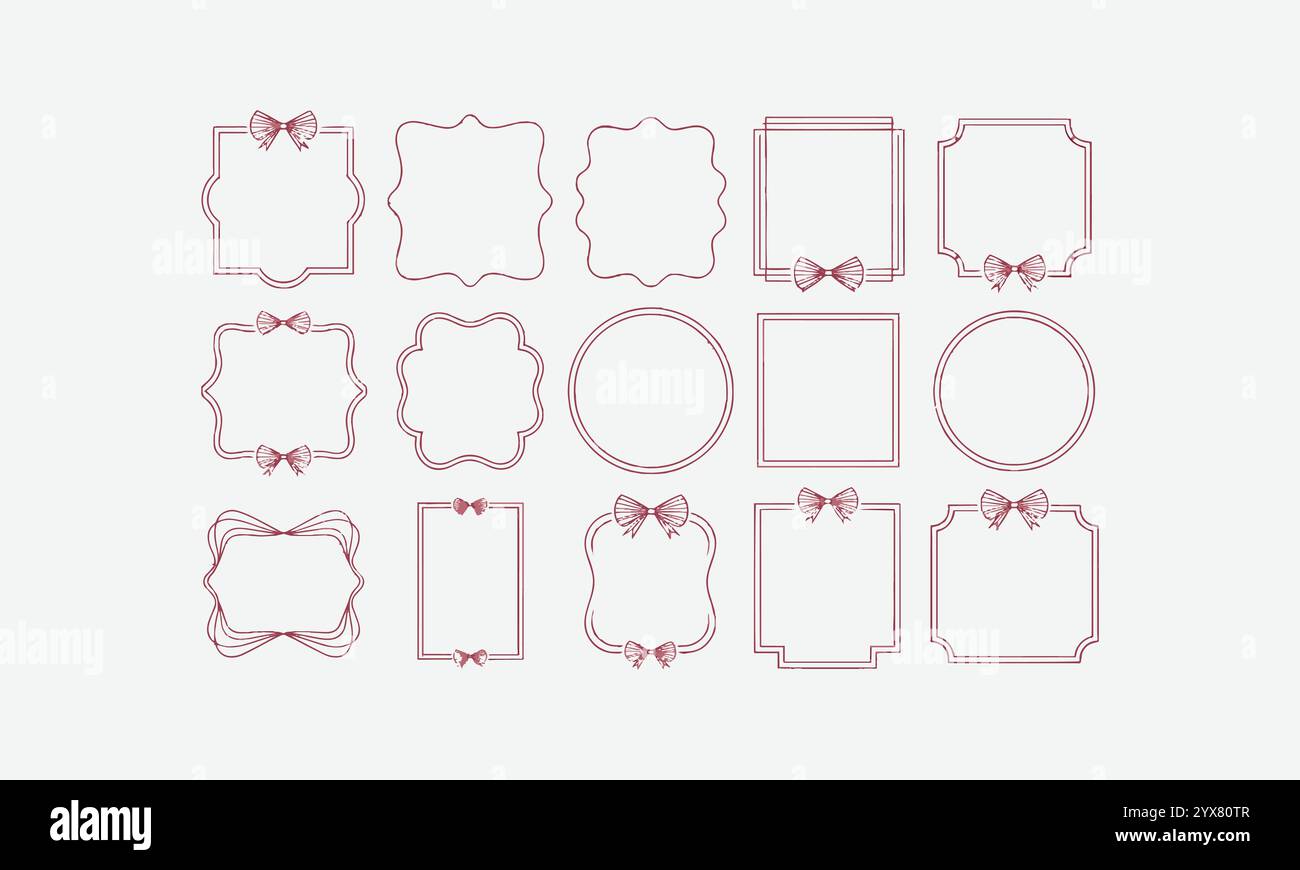 Vector Collection of doodle hand drawn trendy frames wavy lines, easily ...