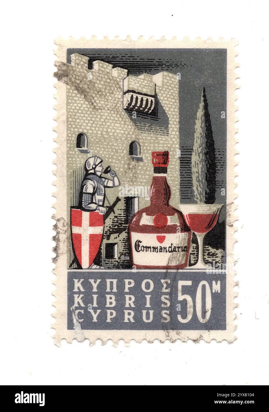 A vintage postage stamp from Cyprus isolated on a white background ...