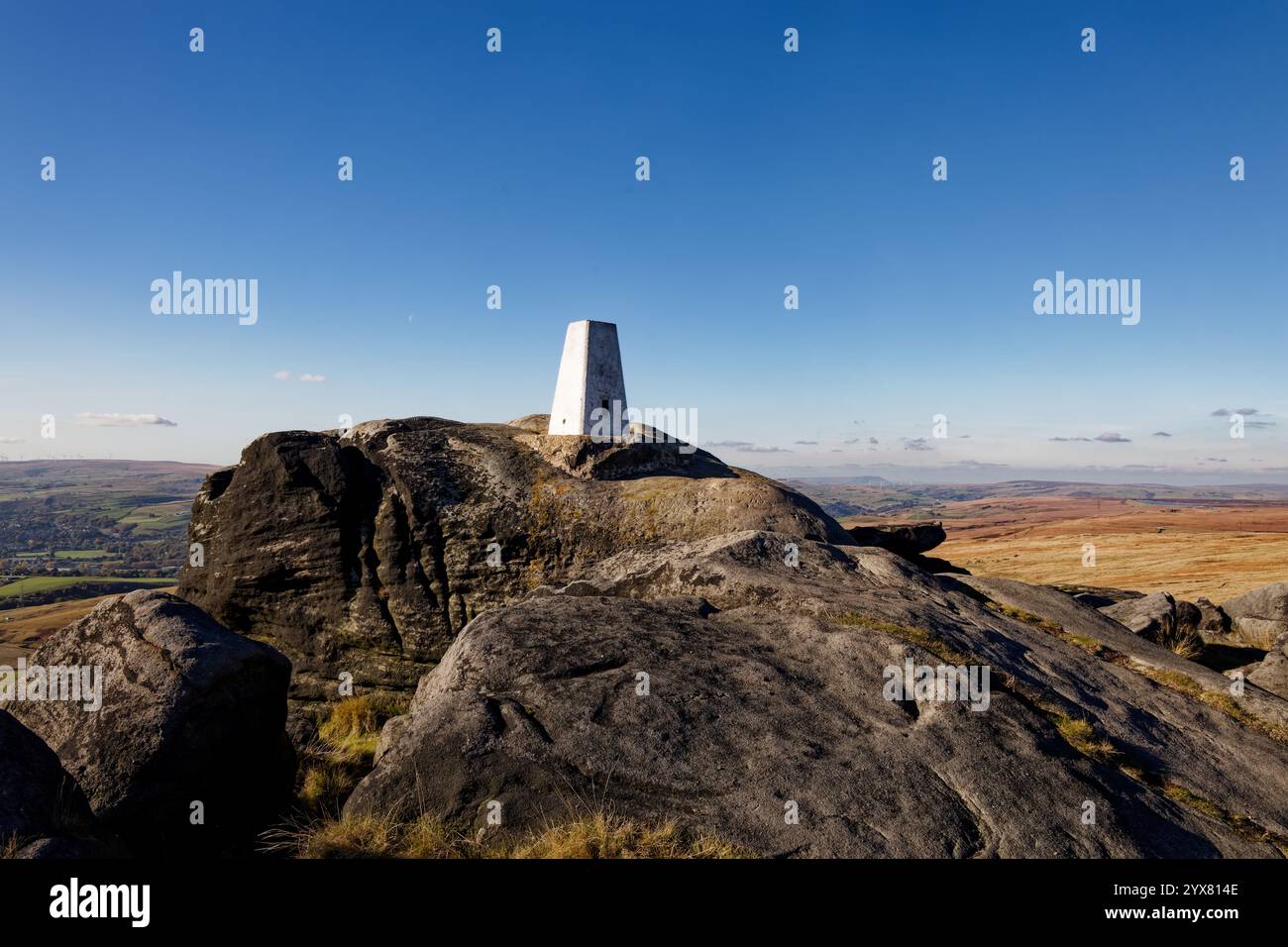 The old Ordnance Survey Trig Point at Blackstone Edge, Rochdale ...