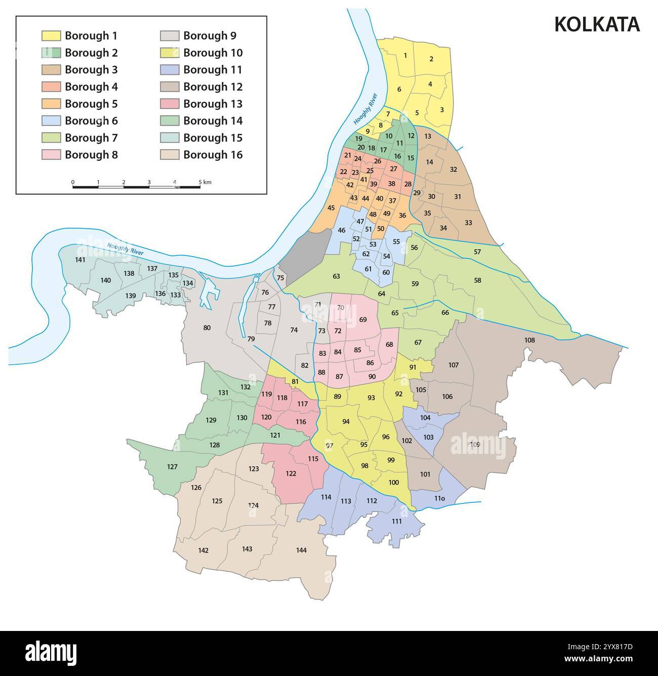 Administrative map of Kolkata, capital of the Indian state of West Bengal, 2024 Stock Photo - Alamy