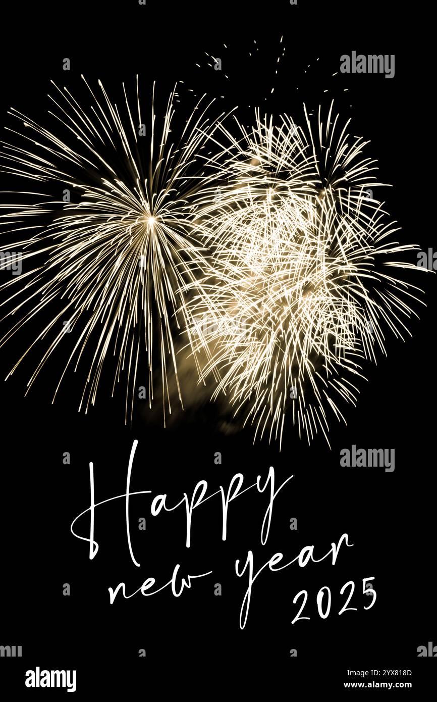 Happy new year 2025 yellow fireworks stars new years eve. Luxury ...