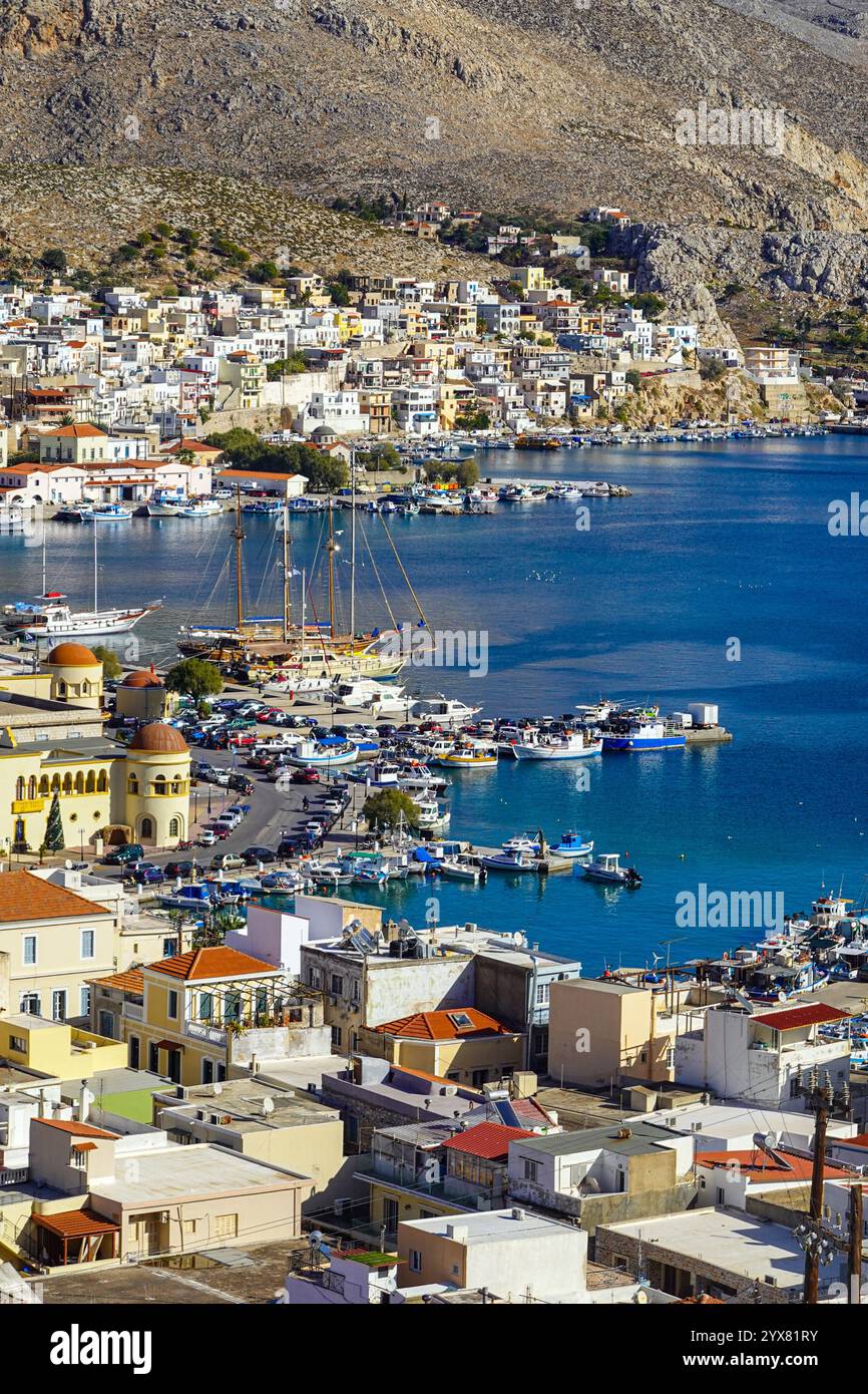 The main town and port of Pothia on the island of Kalymnos in the ...