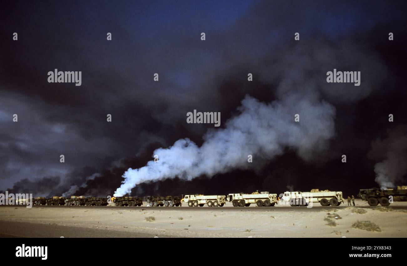 First Gulf War: 17th March 1991 Burning oil wells in the Rawdatayn ...