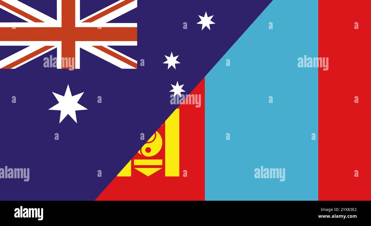 Flags of Australia and Mongolia. Two Flag Together Australian and ...
