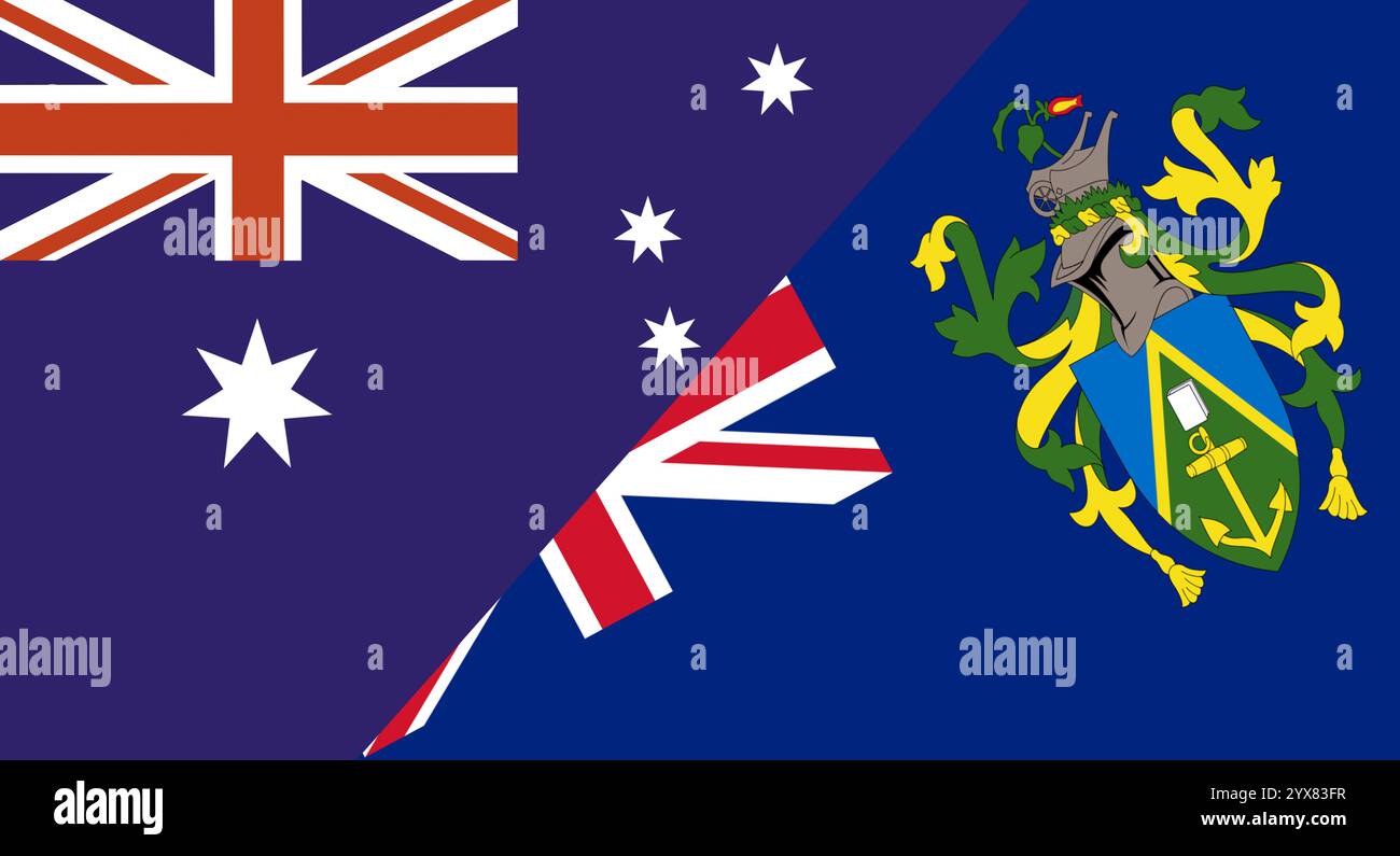 Flags of Australia and Pitcairn Islands.Two Flag Australian and ...