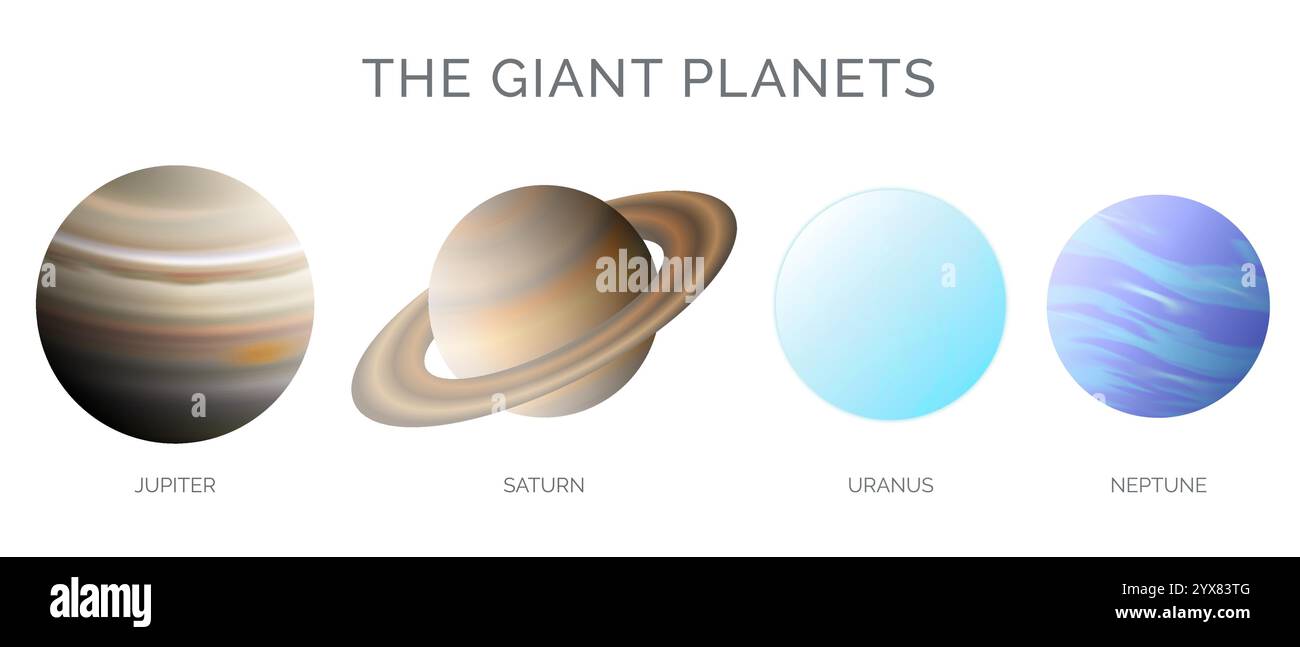 Giant Planets Illustration with Jupiter, Saturn, Uranus and Neptune ...
