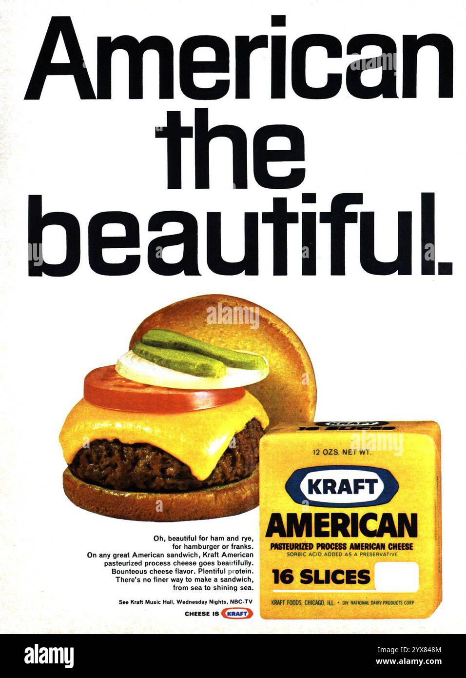 1968 Kraft American Cheese Ad -American the Beautiful Stock Photo - Alamy