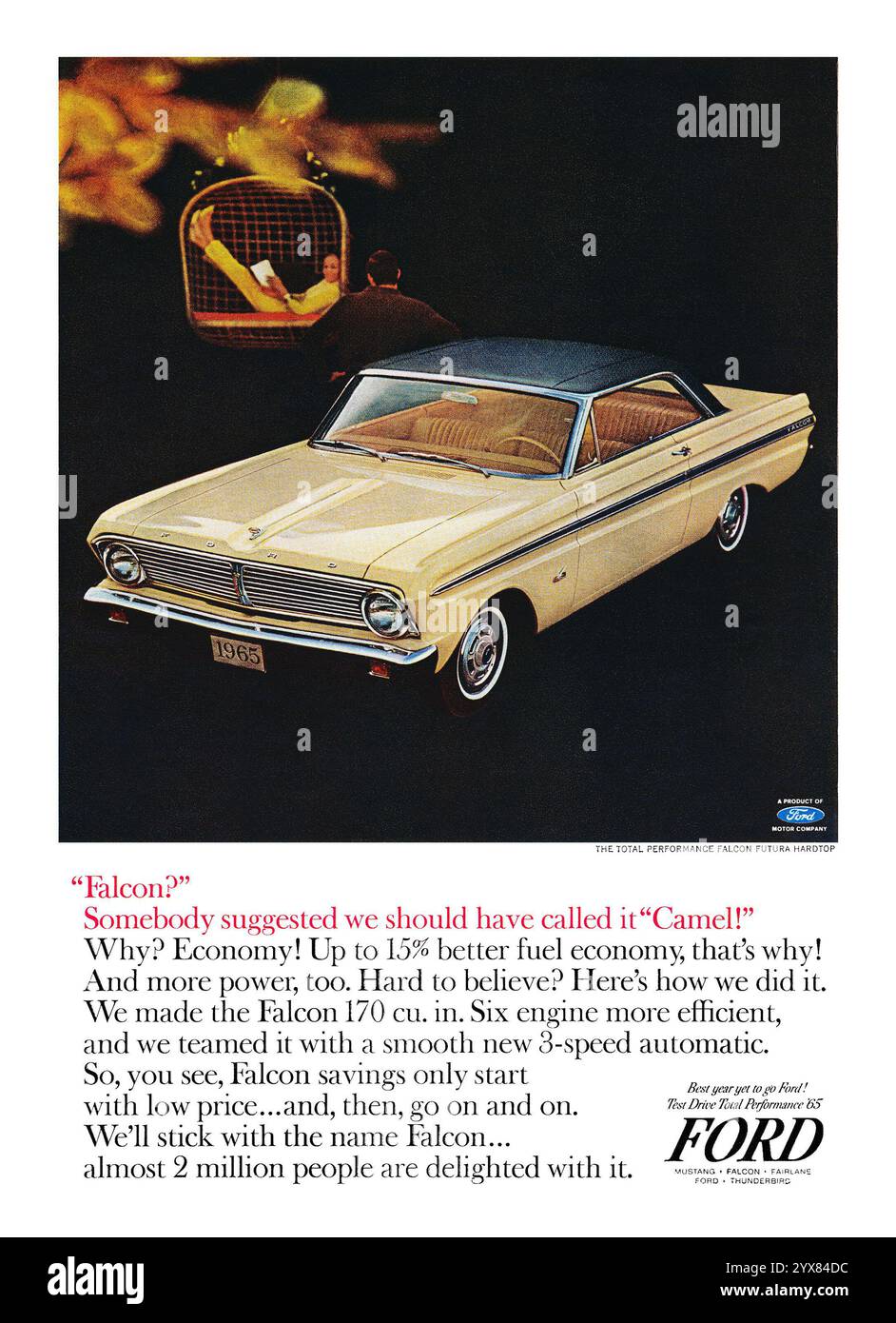 1964 ad for the '65 Ford Falcon Futura Yellow with Black Hardtop Stock ...