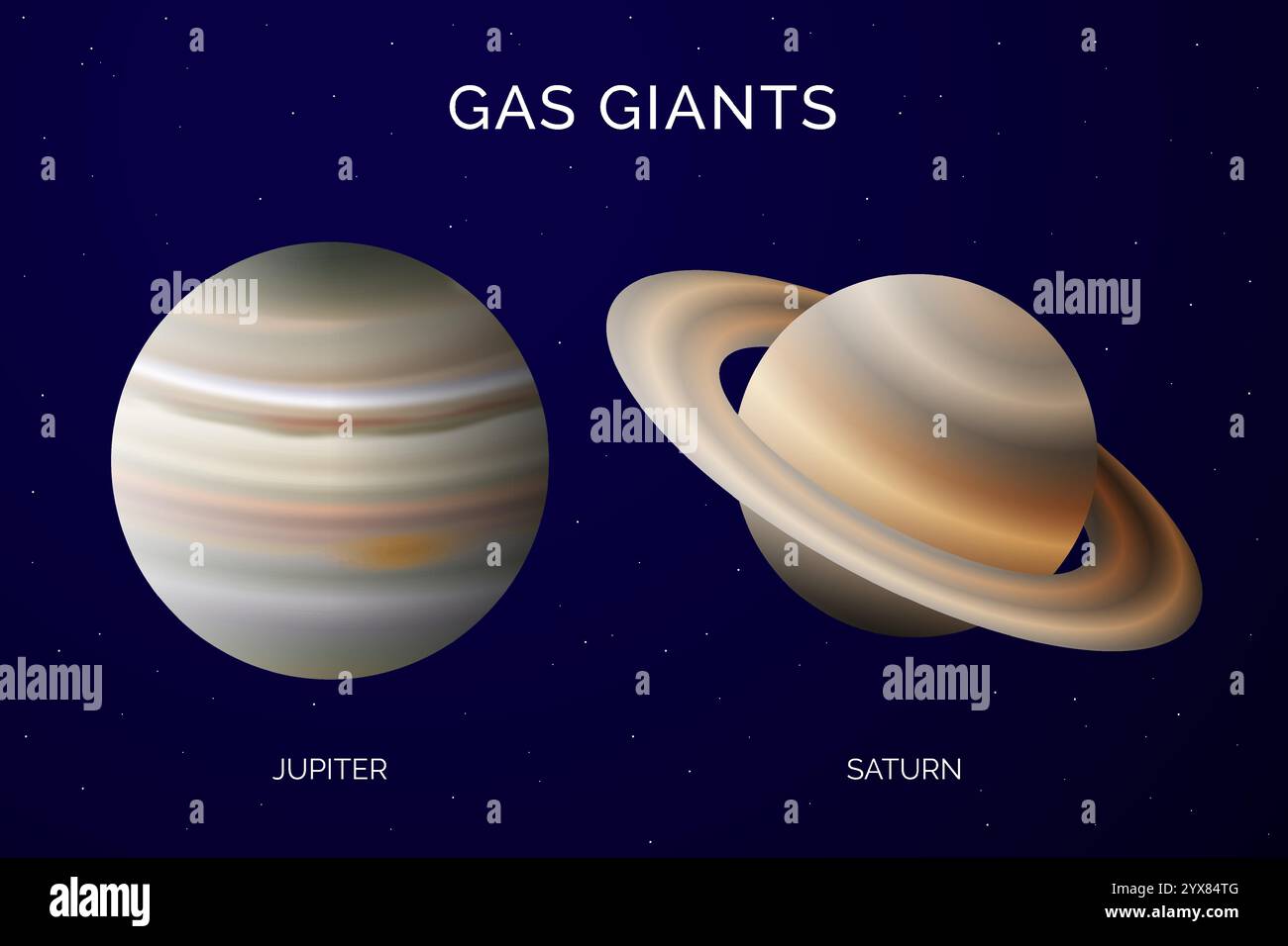 Gas Giants Planets Illustration with Jupiter and Saturn Stock Vector ...
