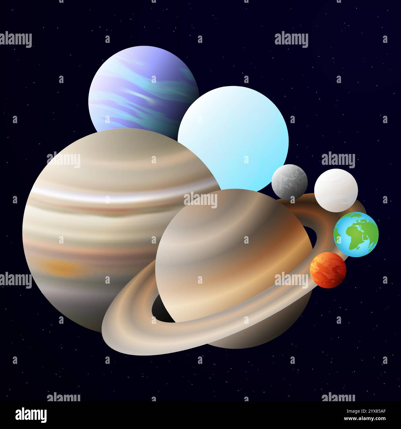 Planets of the Solar System Poster Concept Illustration Stock Vector ...
