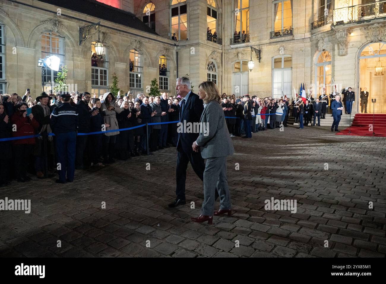 Paris, France. 14th Dec, 2024. Michel Barnier, premier ministre sortant ...
