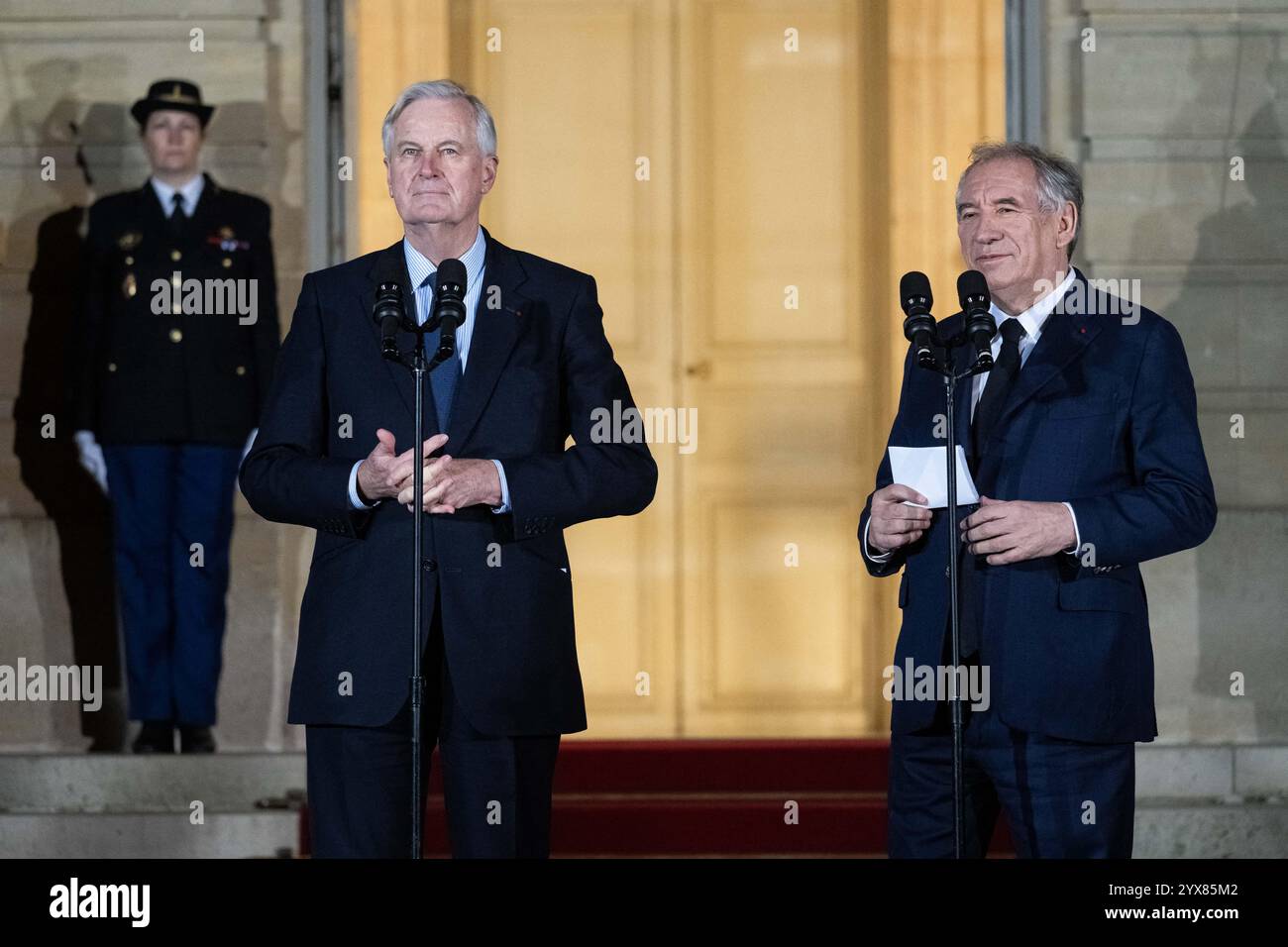 Paris, France. 14th Dec, 2024. Former French Prime Minister Michel ...