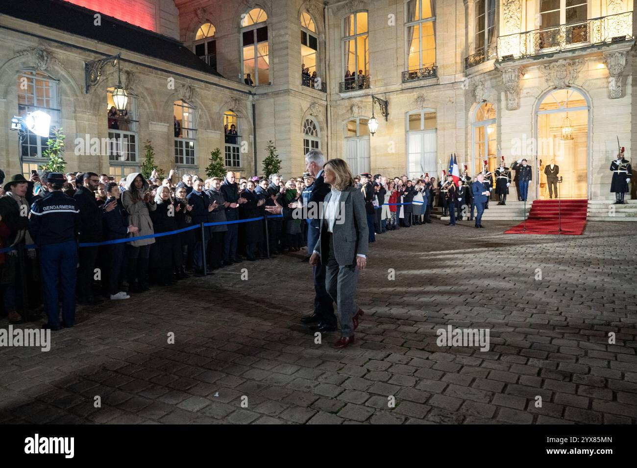 Paris, France. 14th Dec, 2024. Michel Barnier, premier ministre sortant ...