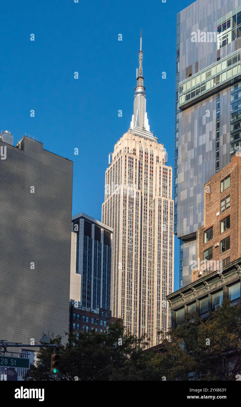 World famous Empire State Building in Midtown Manhattan on a clear day. New York, USA Stock ...