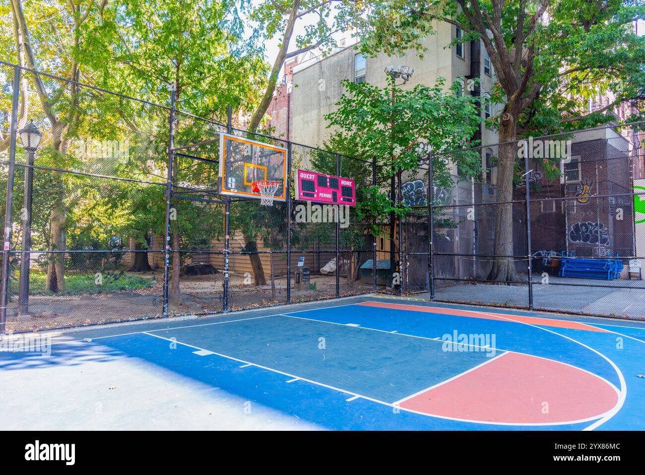 New York, USA - 09 October 2024: Famous The Cage basketball court in ...