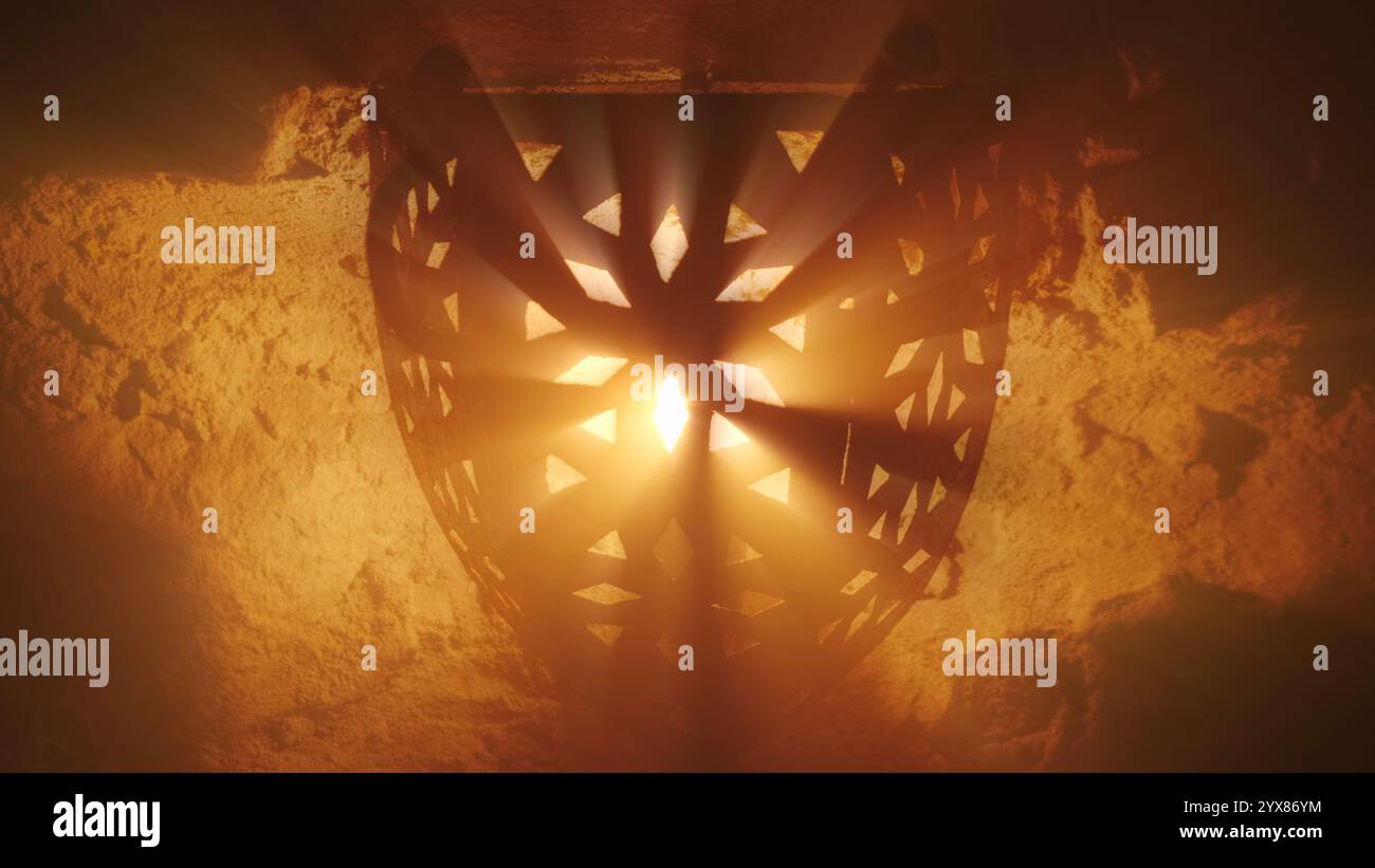 Old lantern with warm light rays in of old castle Stock Photo - Alamy