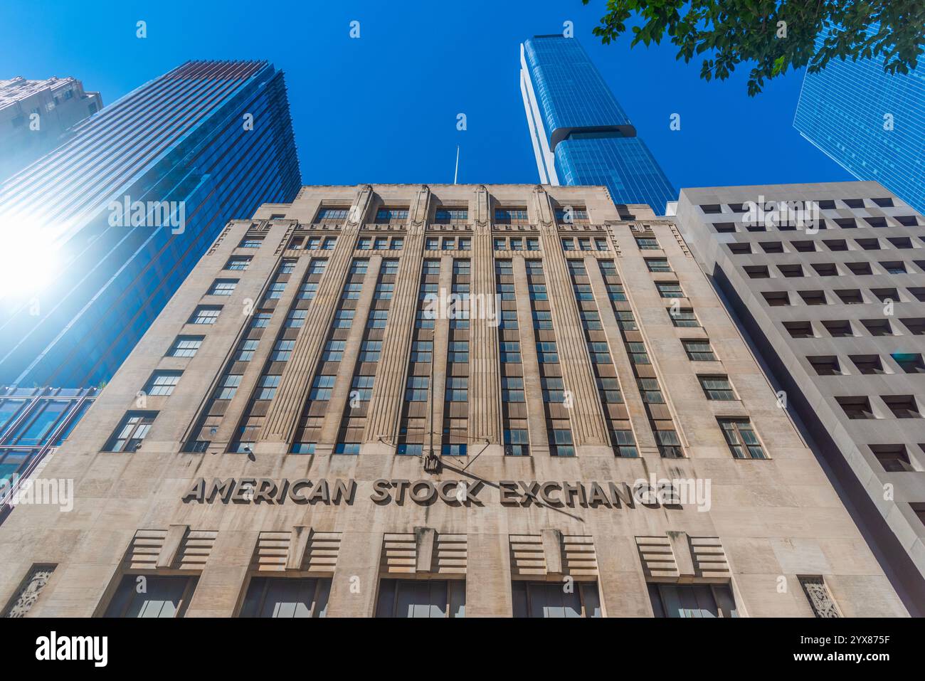 American Stock Exchange building in Lower Manhattan on a sunny day. New ...