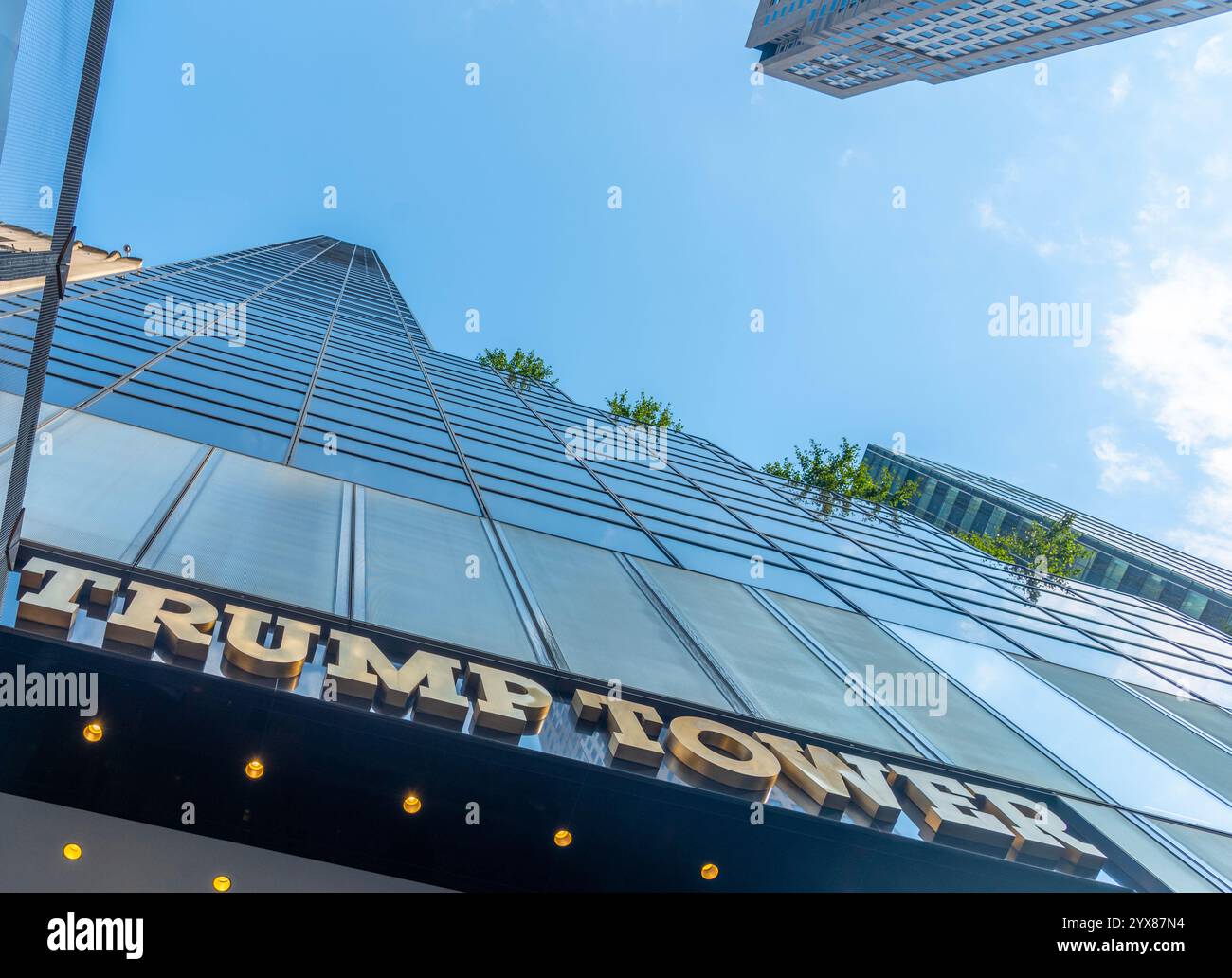 New York, USA - October 07, 2024: Famous Trump Tower sign in 5th avenue ...