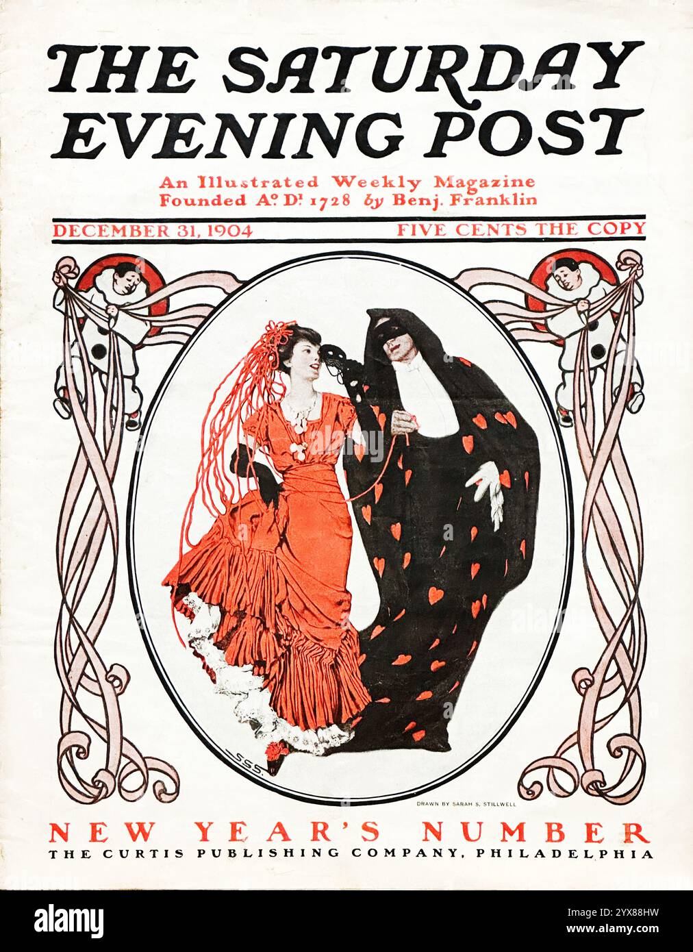 1904 The Saturday Evening Post New Year magazine cover with art by ...