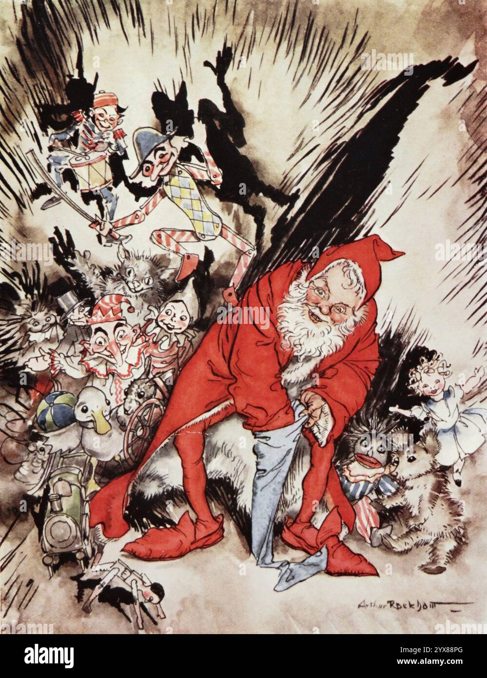 Santa filling sock hi-res stock photography and images - Alamy