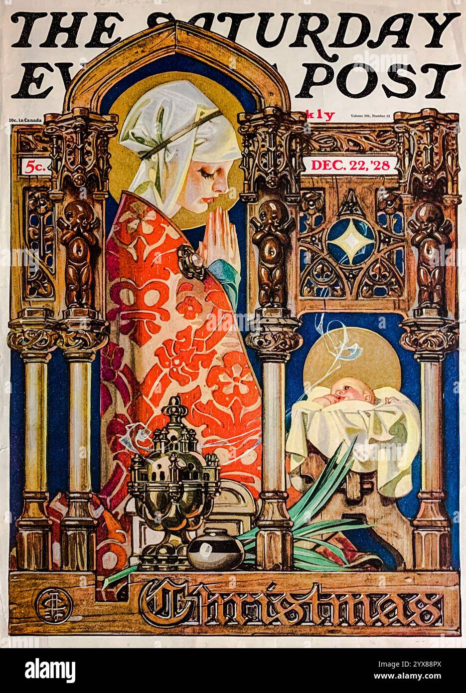 1928 The Saturday Evening Post Christmas Cover "Madonna & Child" by J ...