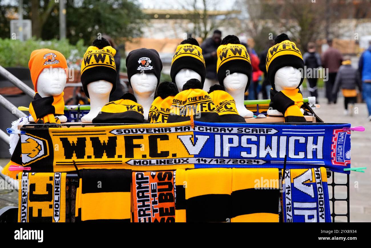 Wolverhampton Wanderers hats and scarves on sale outside the ground ...