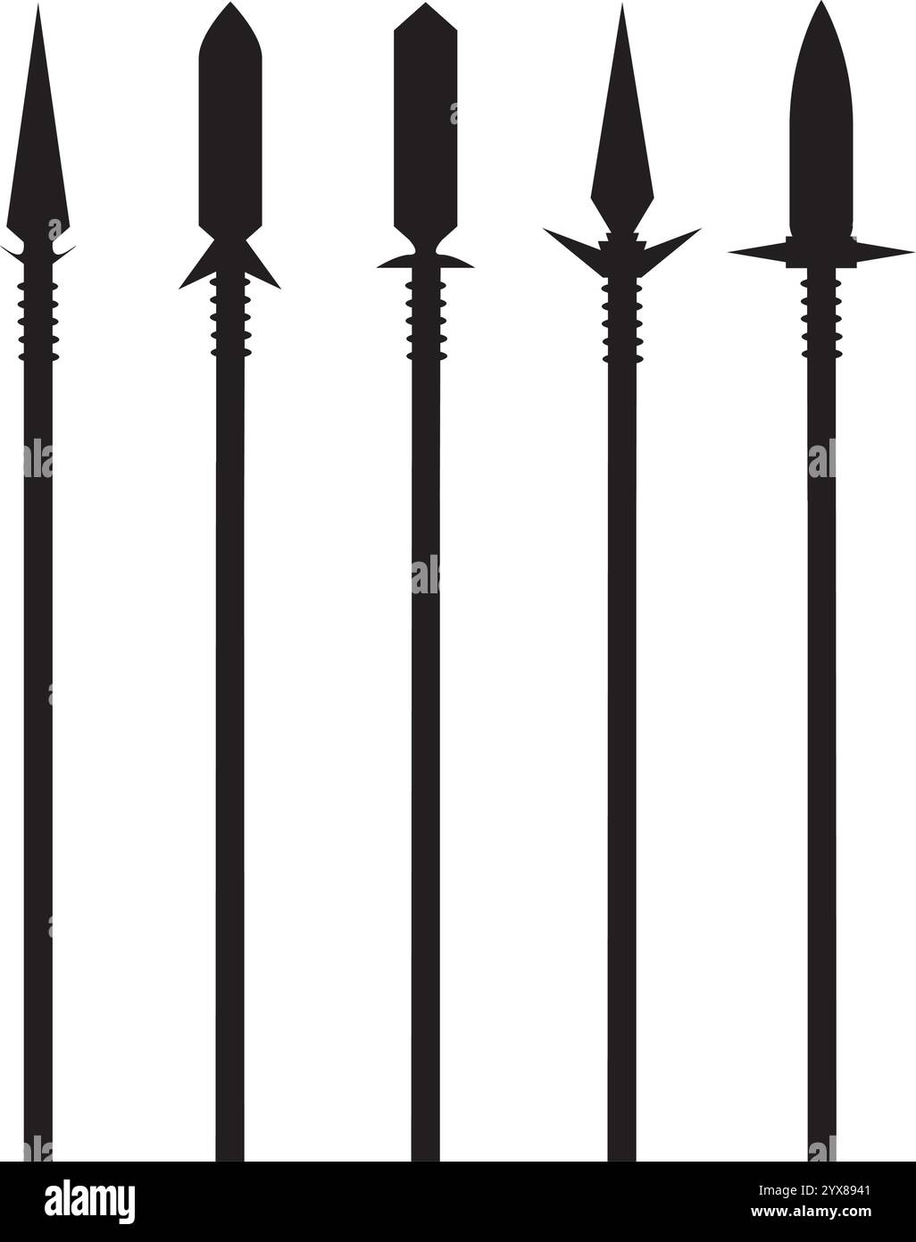 Vector illustration of spear silhouette isolated on white background ...