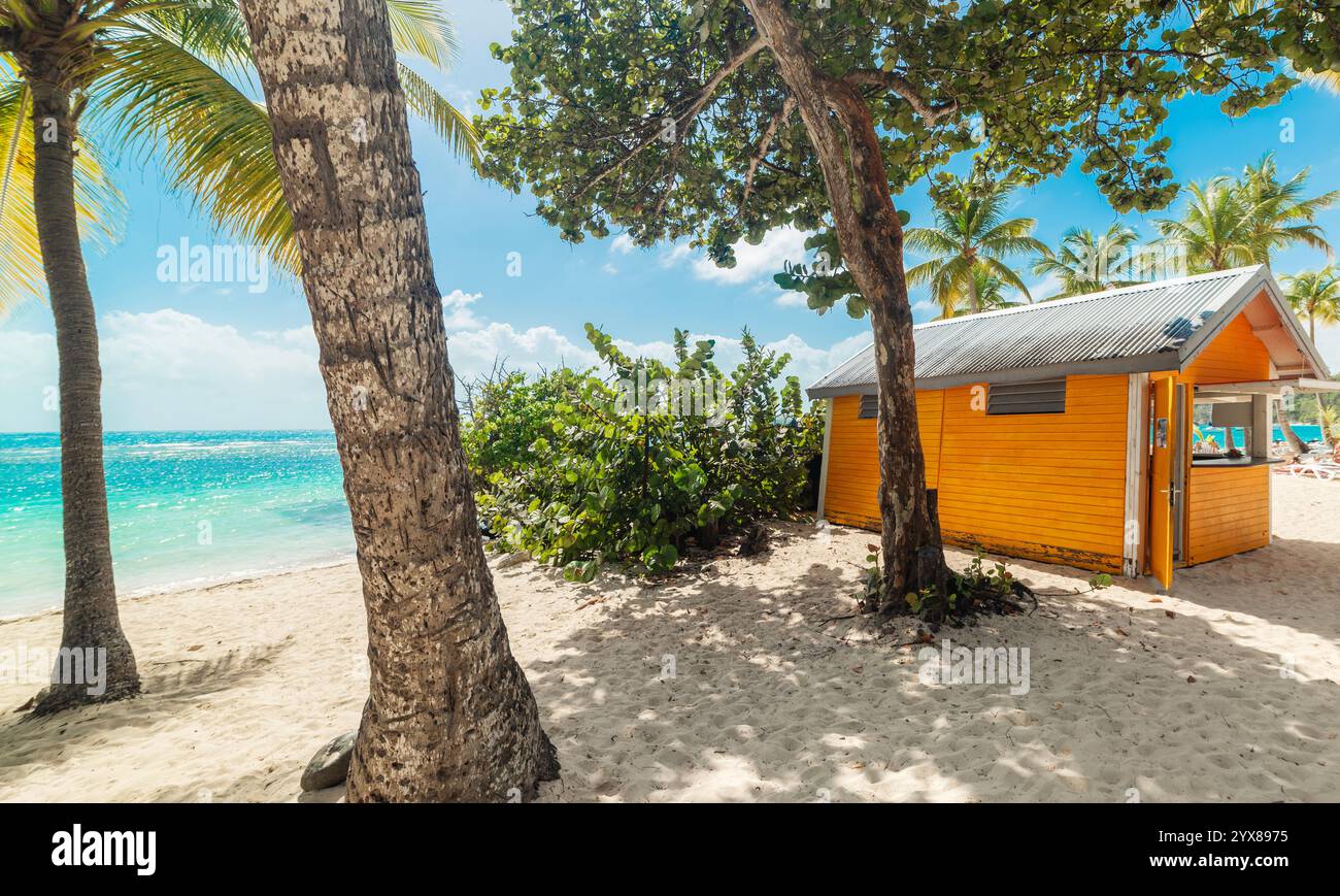 Cabin by the sea in a tropical beach in the Caribbean sea Stock Photo ...