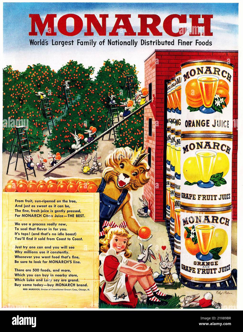 1950 Monarch juices ad Stock Photo - Alamy