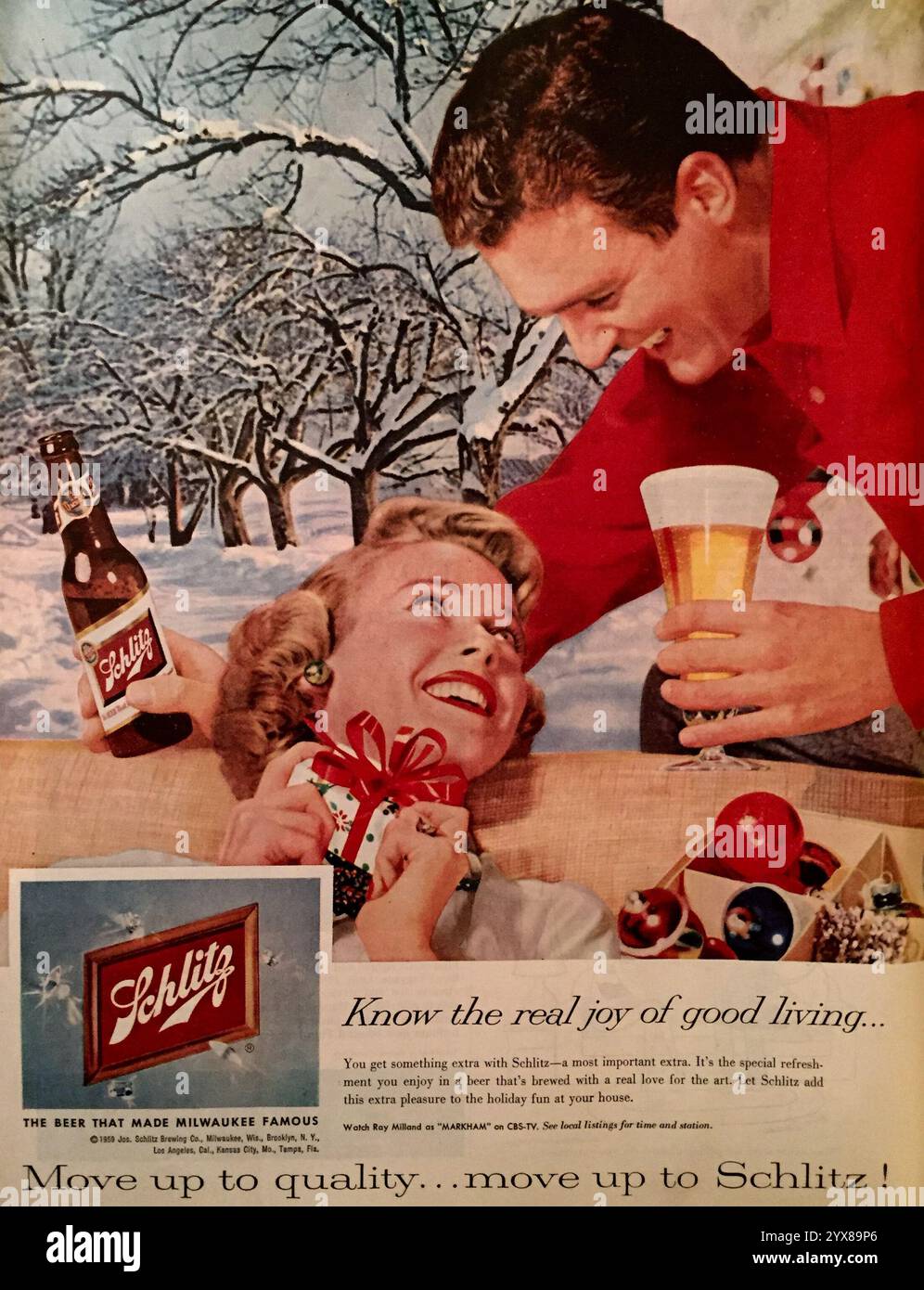 1959 Schlitz Beer Christmas Ad Stock Photo - Alamy