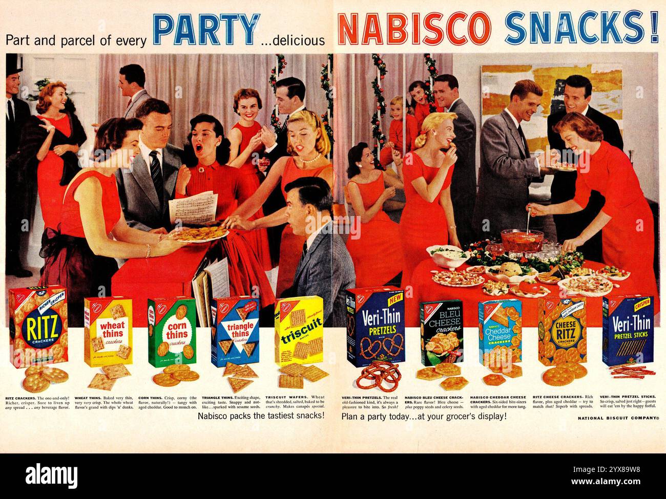 1956 Nabisco Snacks Ritz Crackers Triscuits Full Page Ad Stock Photo ...
