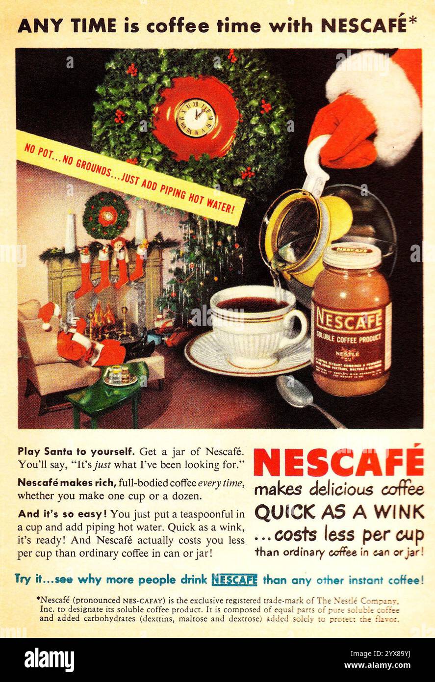 1948 Nescafe Coffee Christmas ad Stock Photo - Alamy