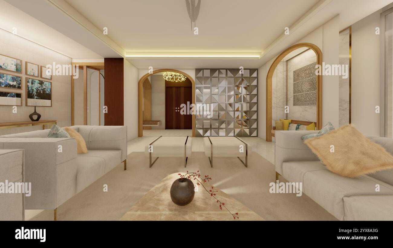 Luxury 3D Interior Rendering of a Modern Living Space Stock Photo - Alamy