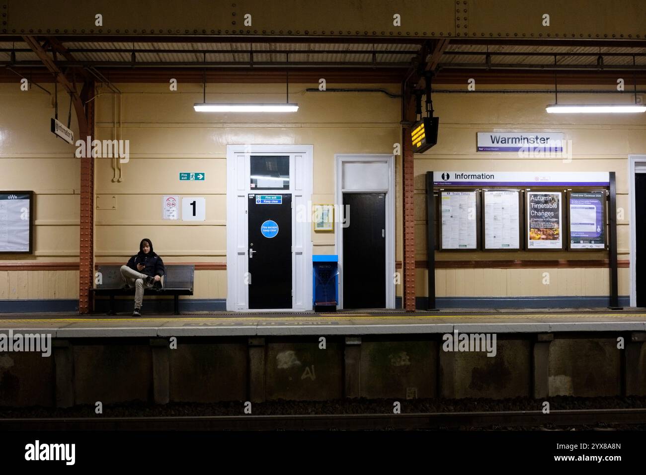 Warminster Railway Station at night, Warminster, United Kingdom Stock ...