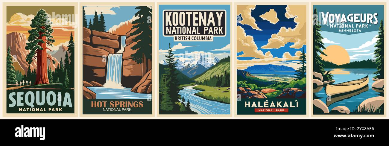 Set of Retro National Parks USA posters Stock Vector Image & Art - Alamy