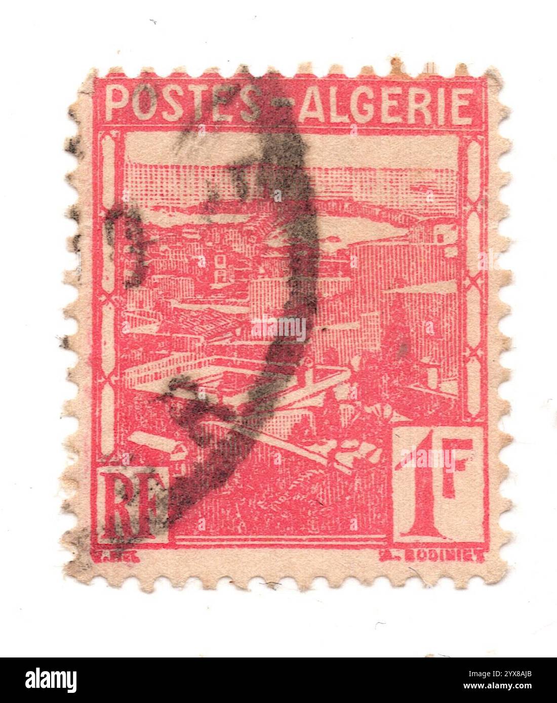 A vintage postage stamp from Algeria isolated on a white background ...