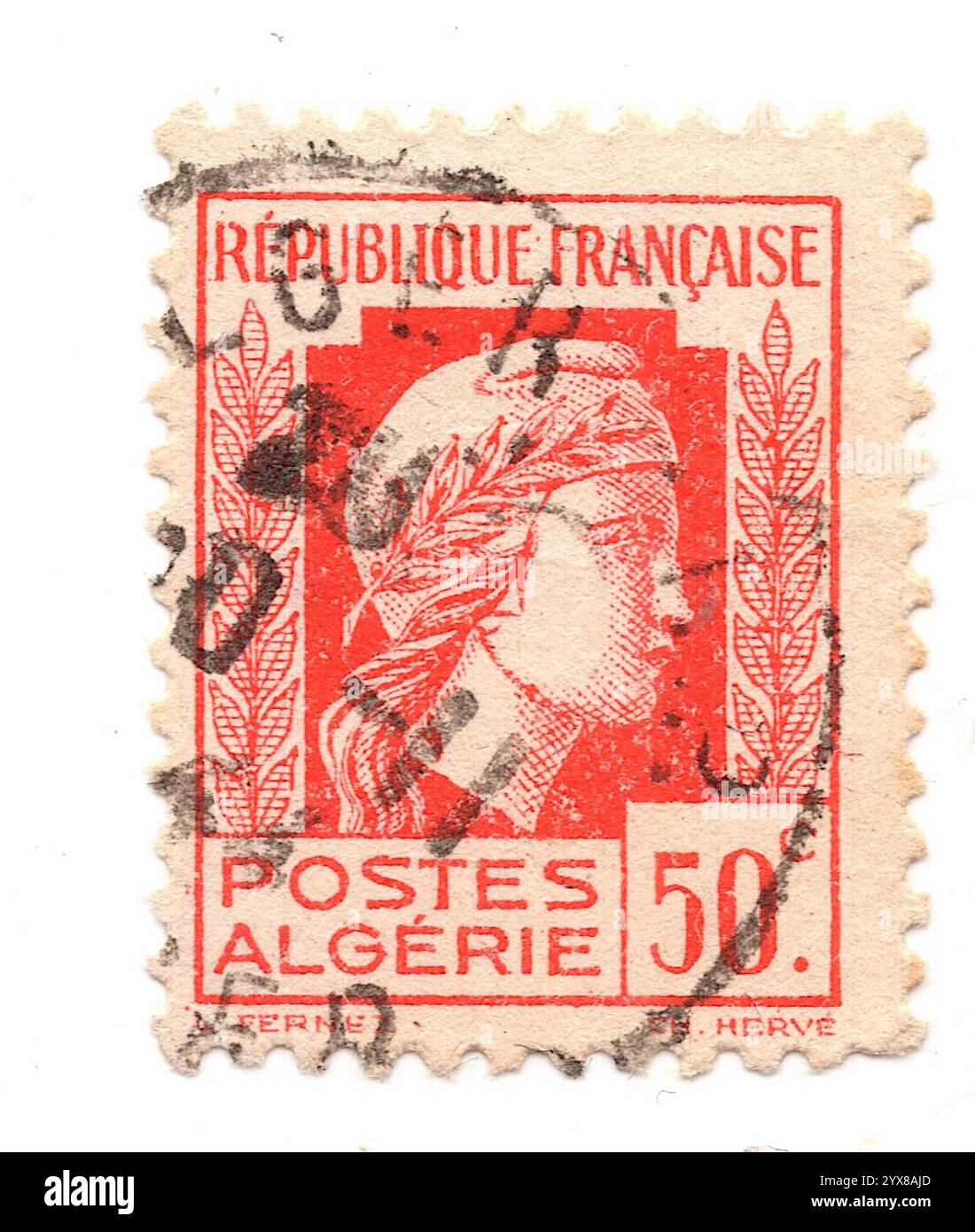 A vintage postage stamp from Algeria isolated on a white background ...