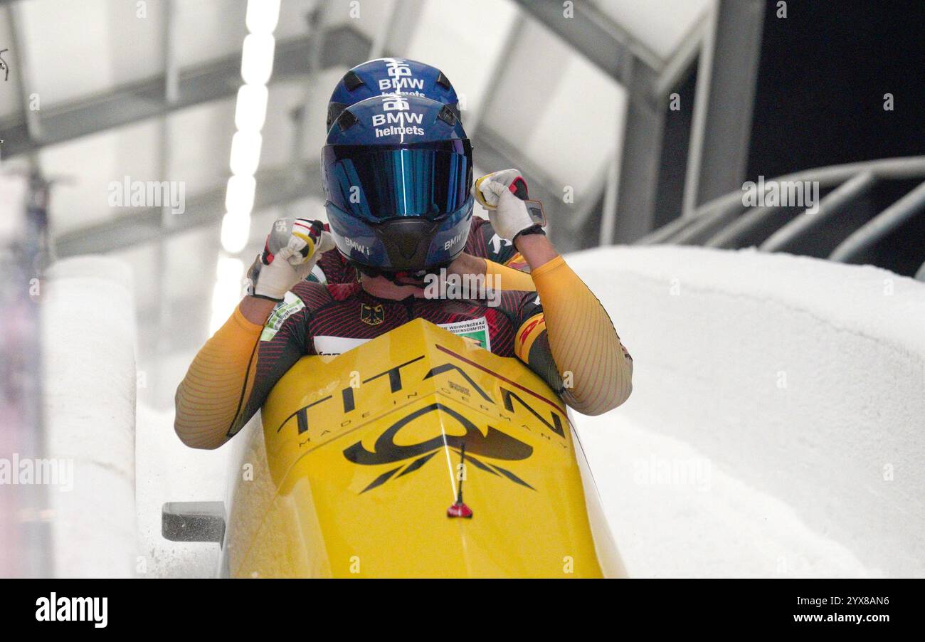 14 December 2024, Latvia, Sigulda: Bobsleigh, World Cup, two-man ...