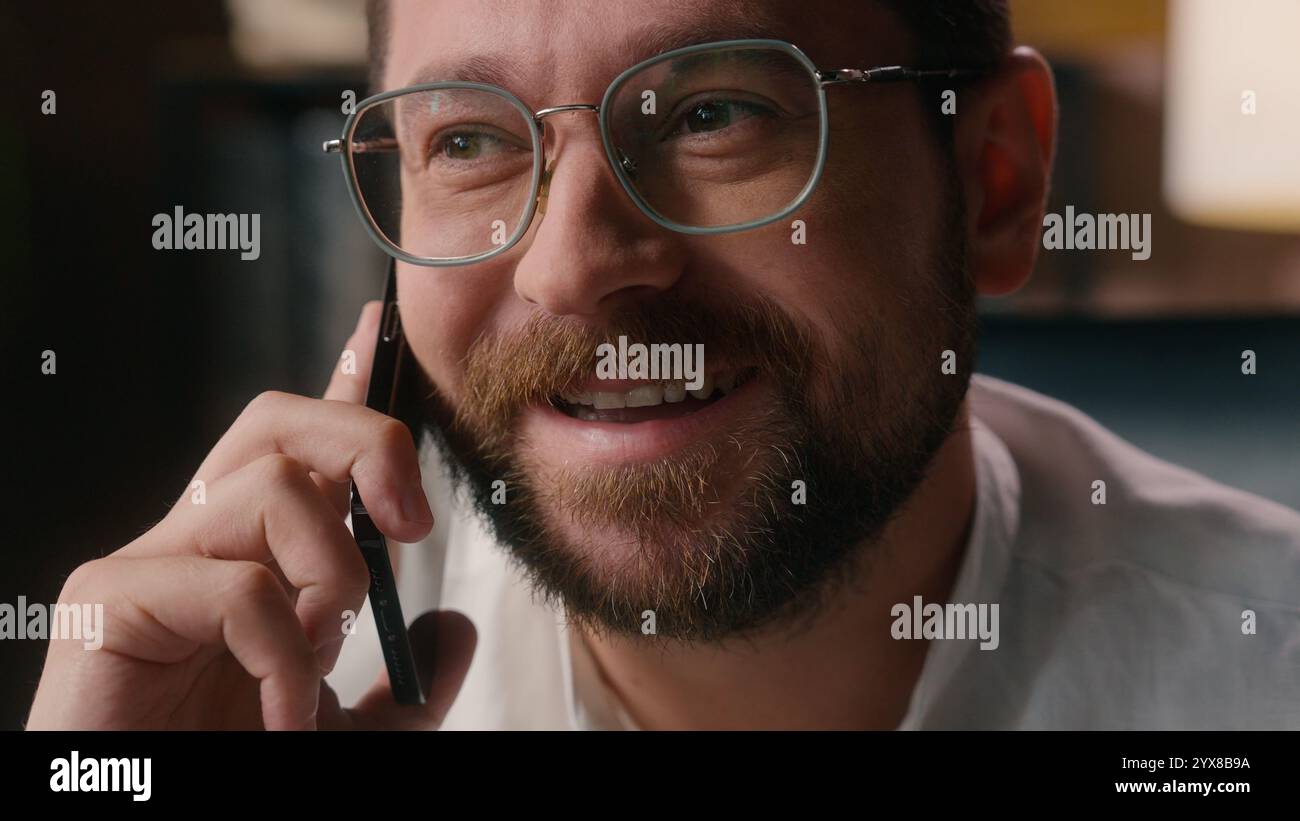 Cheerful Caucasian boss male executive corporate man close up guy smile ...