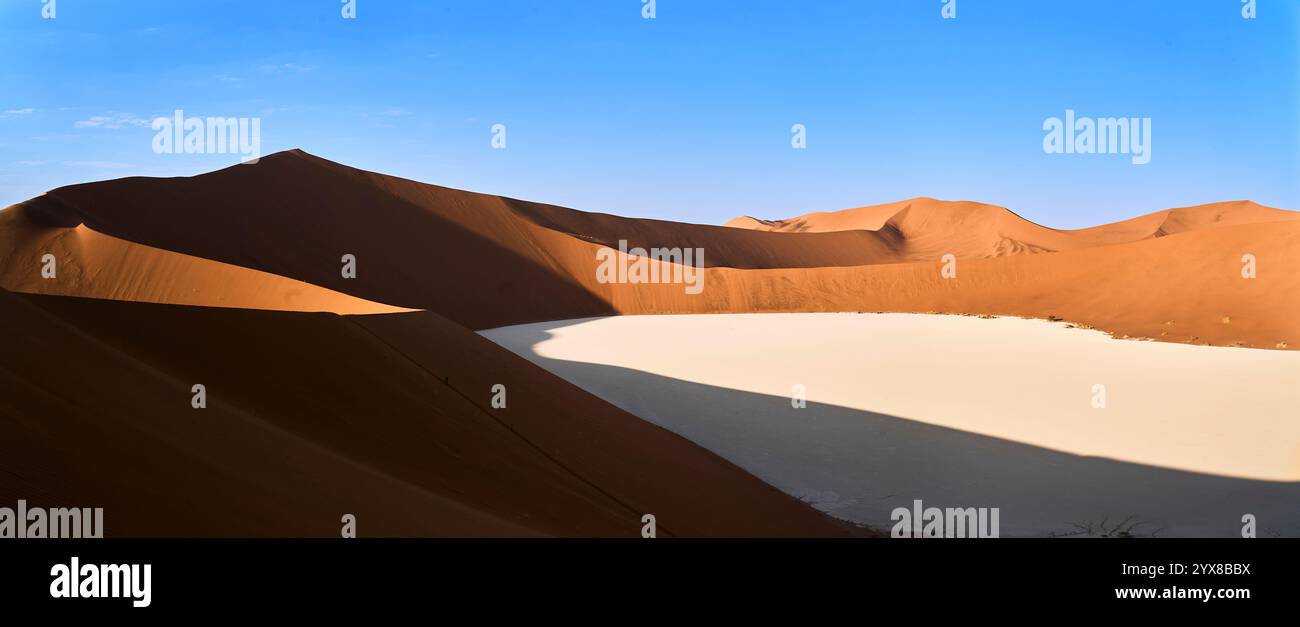 Panoramic image of Deadvlei and the Big Daddy Dune on a sunny day, a ...