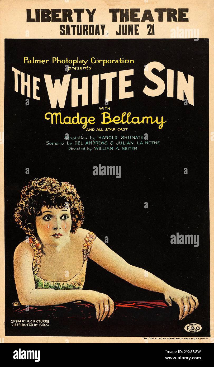 The White Sin (FBO, 1924). Window Card - Silent film - old film ...