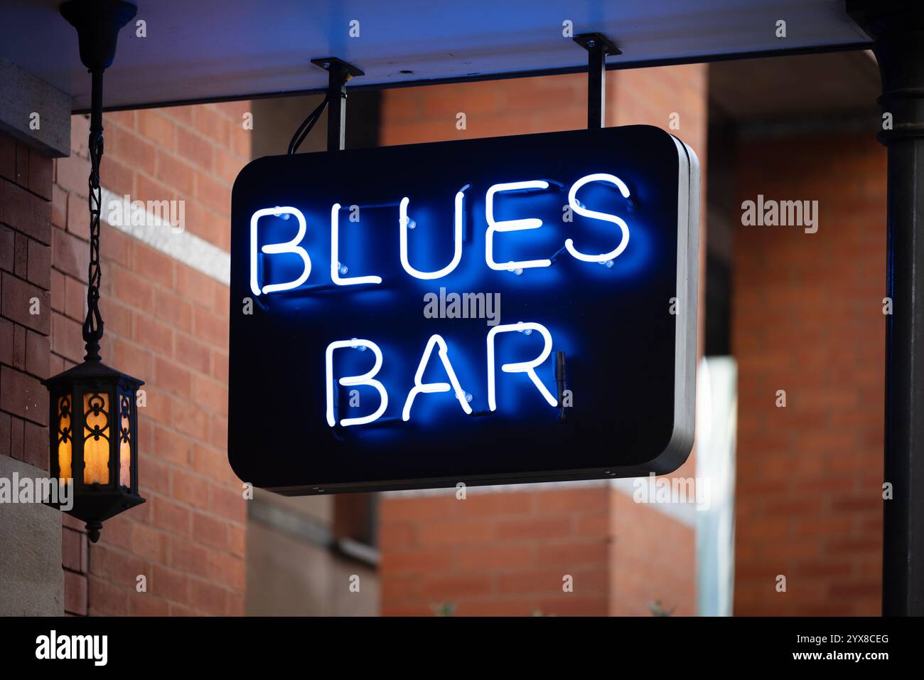 Signage for a blues bar outside the Blues Kitchen in Manchester city ...