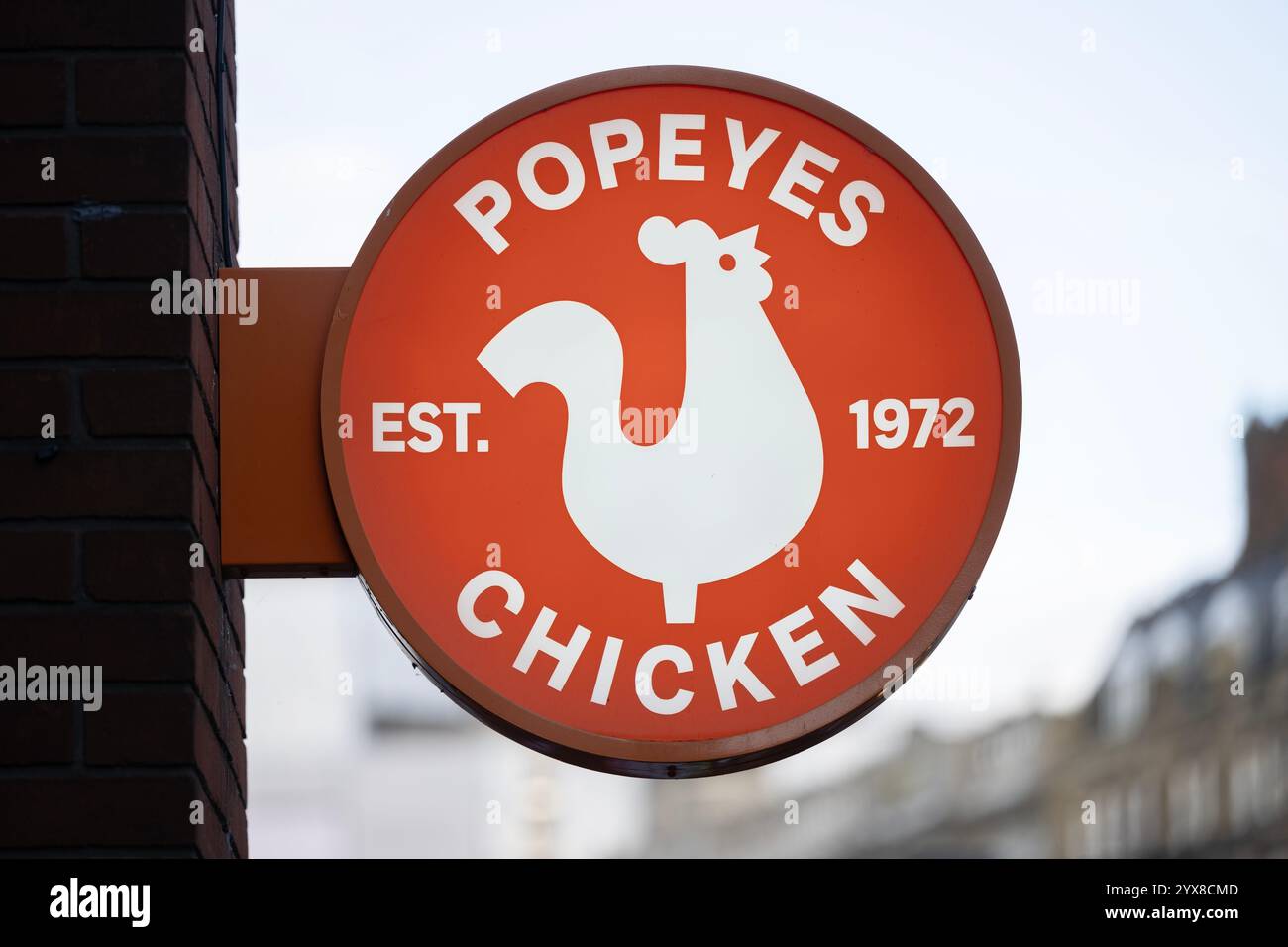 Signage for Popeyes fast food chain in Manchester city centre, UK Stock ...