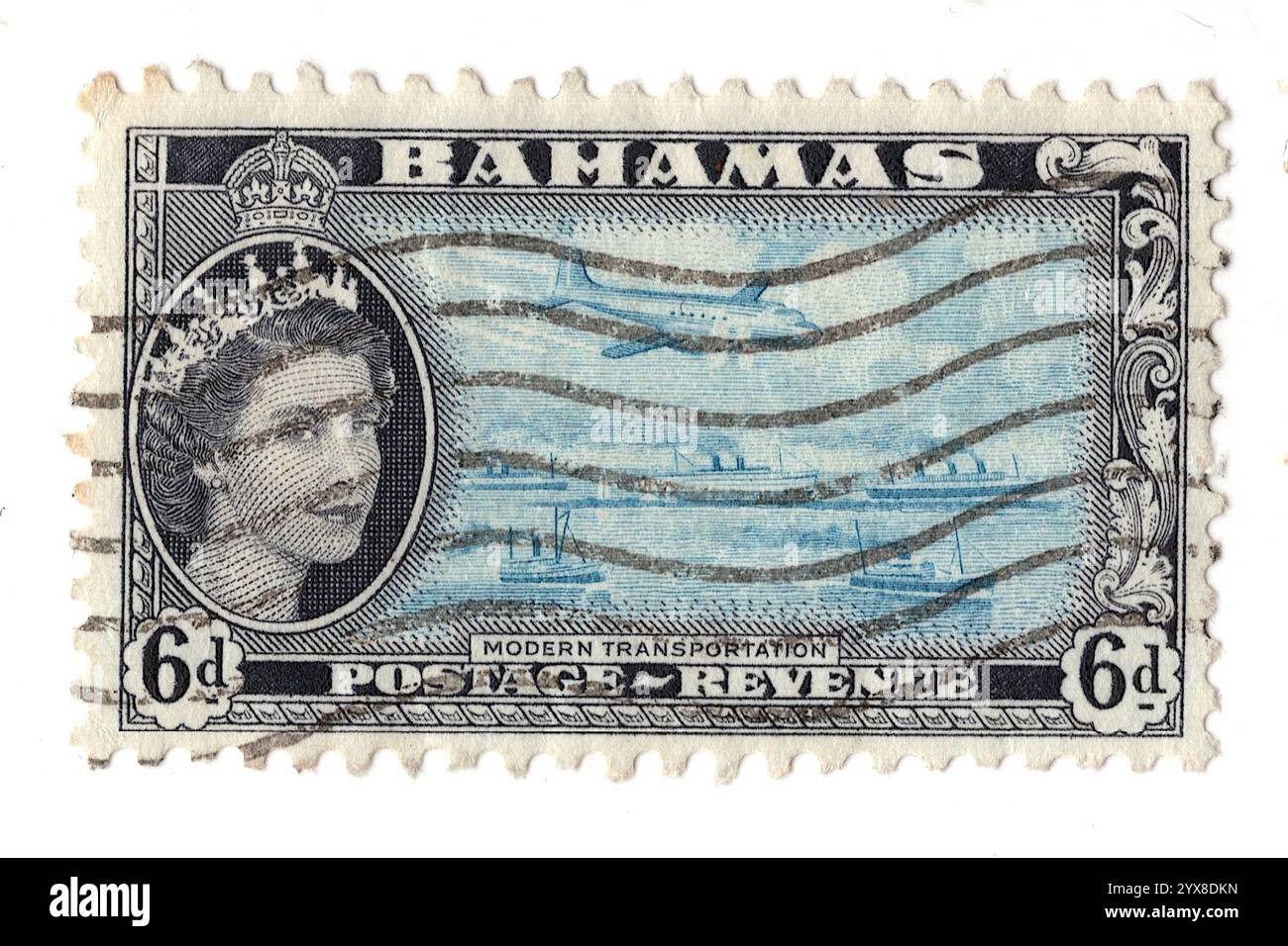A vintage Queen Elizabeth II postage stamp from the Bahamas isolated on ...